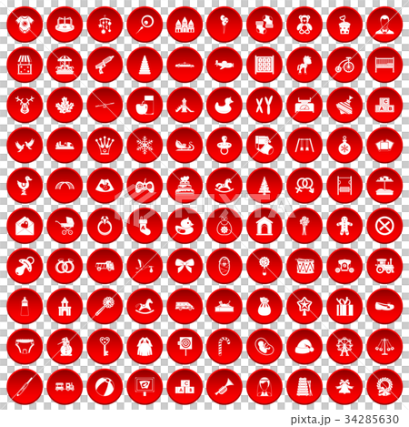 100 baby icons set red - Stock Illustration [34285630] - PIXTA