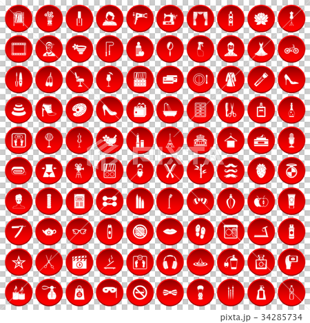 100 beauty and makeup icons set red - Stock Illustration [34285734] - PIXTA