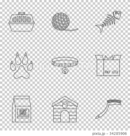 Cat toys icons set, outline style - Stock Illustration [34285906] - PIXTA