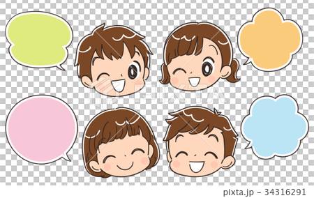 Children's face icon and speech bubble - Stock Illustration [34316291 ...