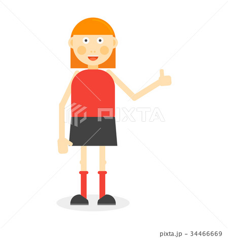 Flat color girl Vector on whiteのイラスト素材 [34466669] - PIXTA