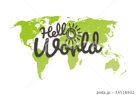 Hello world. World map with the logoのイラスト素材 [34516932] - PIXTA