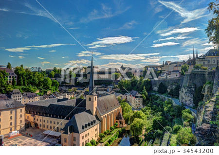 Panoramic aerial view of Luxembourgの写真素材 [34543200] - PIXTA