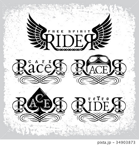 Racer rider labelsのイラスト素材 [34903873] - PIXTA