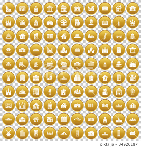 100 building icons set gold - Stock Illustration [34926187] - PIXTA