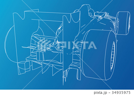 Back view race car. Abstract drawing. Tracingのイラスト素材 [34935975] - PIXTA