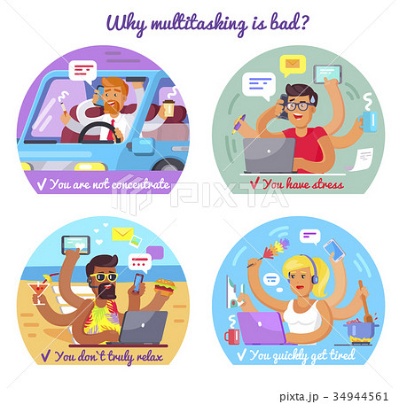 Why Multitasking Is Bad Poster with Some Reasonsのイラスト素材 [34944561] - PIXTA