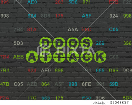 Protection concept: DDOS Attack on wall backgroundのイラスト素材 [35043357 ...