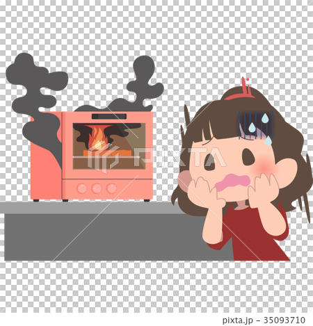 A woman who panic notices a fire - Stock Illustration [35093710] - PIXTA
