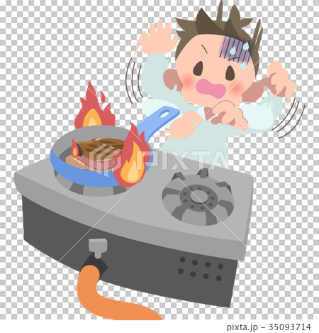 A man who panic notices a fire - Stock Illustration [35093714] - PIXTA