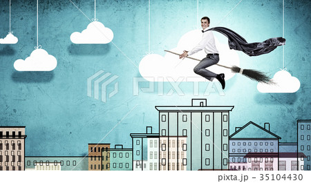 Man ride broomの写真素材 [35104430] - PIXTA