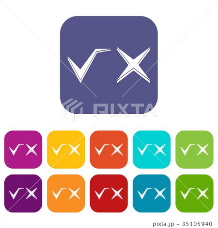 Tick and cross icons setのイラスト素材 [35105940] - PIXTA