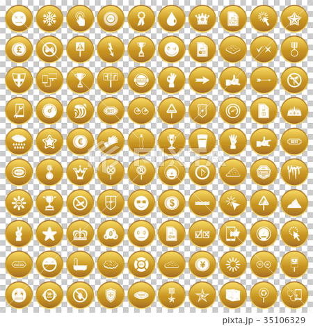 100 symbol icons set gold - Stock Illustration [35106329] - PIXTA