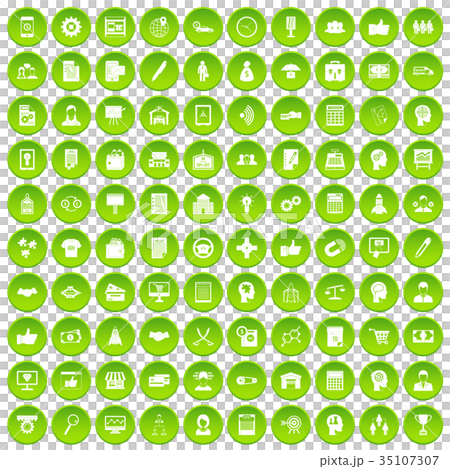100 business strategy icons set green - Stock Illustration [35107307 ...