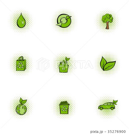 Ecology icons set, pop-art styleのイラスト素材 [35276900] - PIXTA