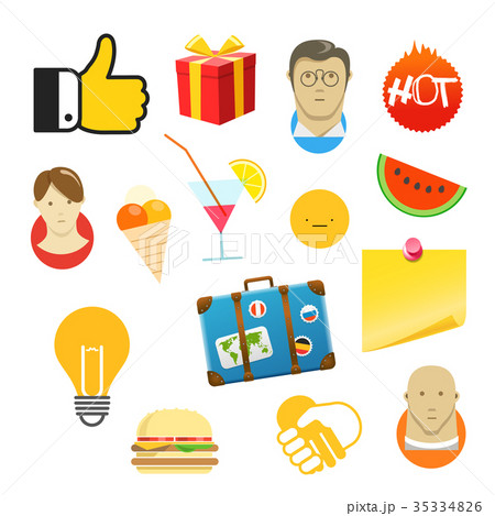 Different mobile or web application stickersのイラスト素材 [35334826] - PIXTA