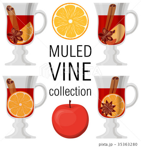 Mulled wine collection poster on white background.のイラスト素材 [35363280 ...