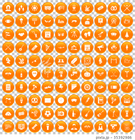 100 meeting icons set orangeのイラスト素材 [35392986] - PIXTA