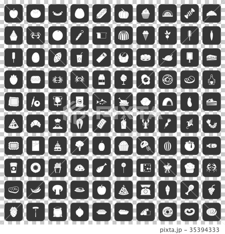100 favorite food icons set black - Stock Illustration [35394333] - PIXTA