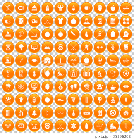 100 well person icons set orange - Stock Illustration [35396208] - PIXTA