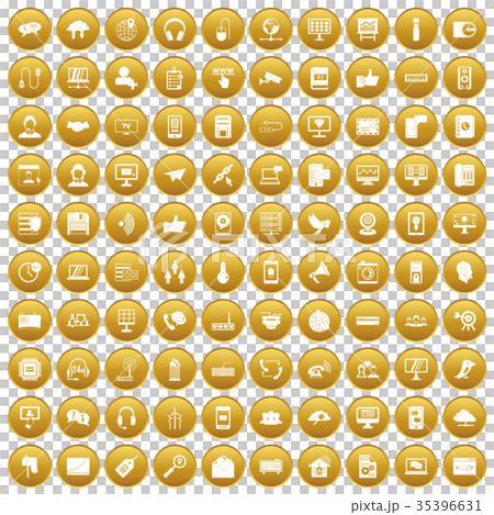 100 communication icons set gold - Stock Illustration [35396631] - PIXTA