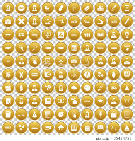 100 initiation icons set gold - Stock Illustration [35424785] - PIXTA