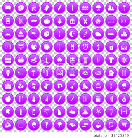 100 drawing icons set purple - Stock Illustration [35425849] - PIXTA