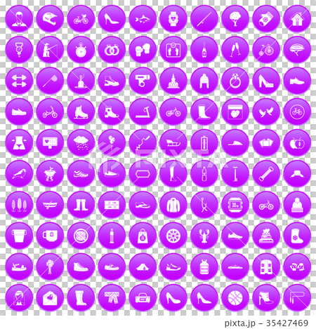 100 shoe icons set purpleのイラスト素材 [35427469] - PIXTA