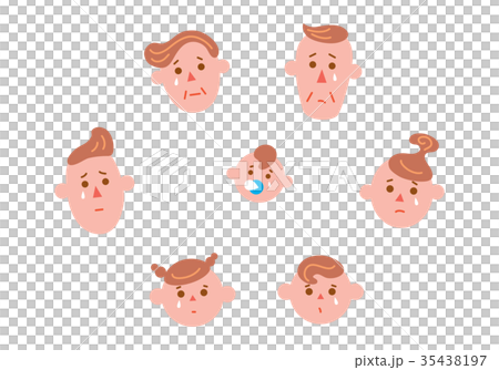 Three generations family crying face - Stock Illustration [35438197 ...