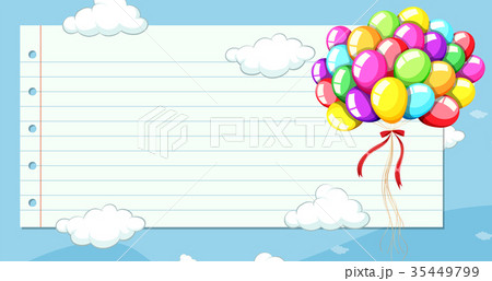 Line paper template with balloons in skyのイラスト素材 [35449799] - PIXTA