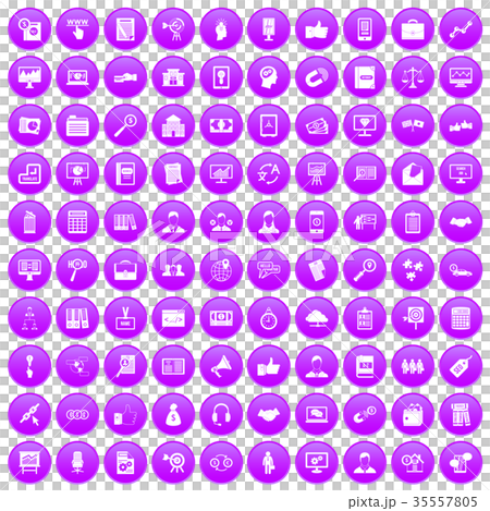 100 business training icons set purple - Stock Illustration [35557805 ...