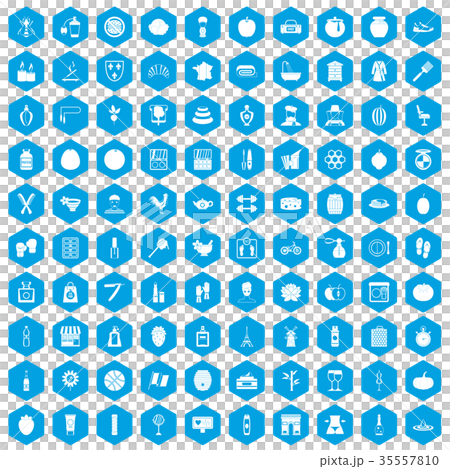 100 beauty product icons set blue - Stock Illustration [35557810] - PIXTA