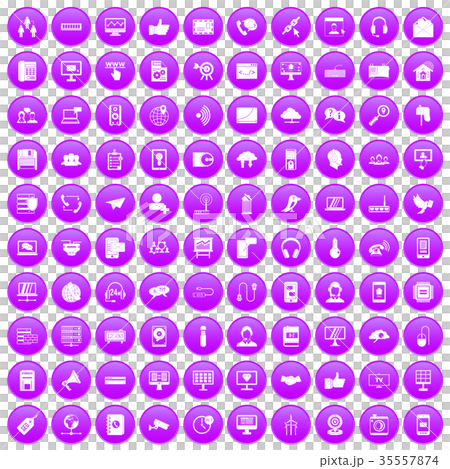 100 communication icons set purple - Stock Illustration [35557874] - PIXTA