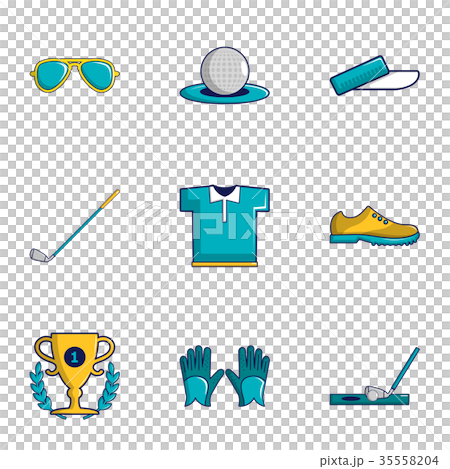 Golf tournament icons set, cartoon style - Stock Illustration [35558204 ...