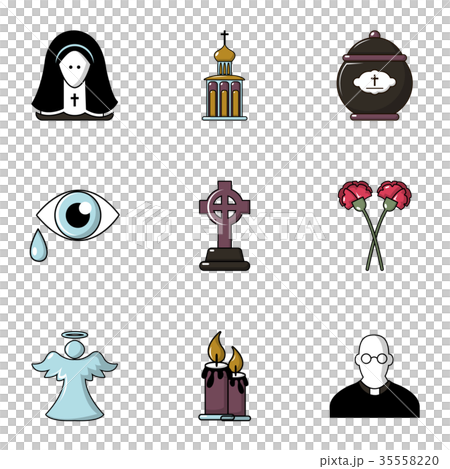Cemetery icons set, flat style - Stock Illustration [35558220] - PIXTA