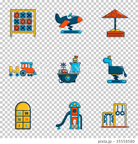 Children games icons set, flat style - Stock Illustration [35558580 ...
