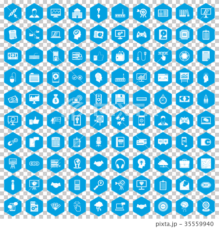 100 web development icons set blue - Stock Illustration [35559940] - PIXTA