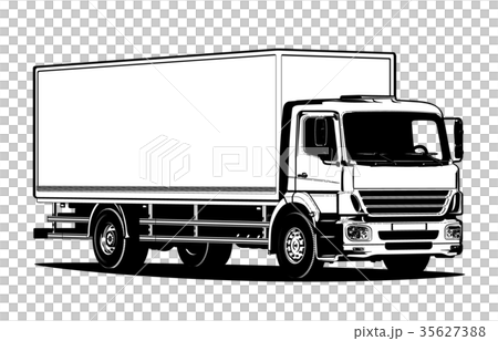 Vector truck outline template isolated on white - Stock Illustration ...