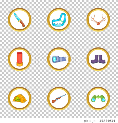 Hunter tools icons set, cartoon style - Stock Illustration [35814634 ...