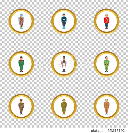 Military people icon set, cartoon style - Stock Illustration [35857192 ...