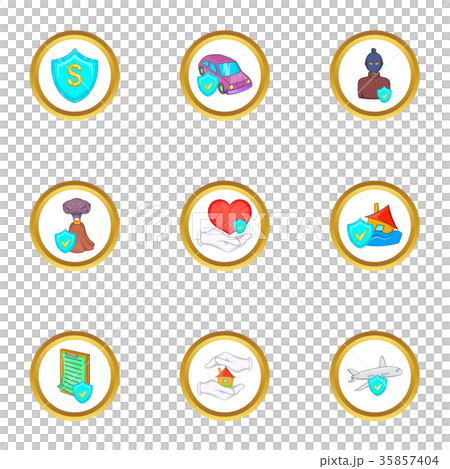 Life insurance icon set, cartoon style - Stock Illustration [35857404 ...