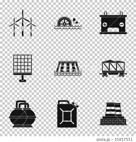 Power generation icon set, simple style - Stock Illustration [35857551 ...