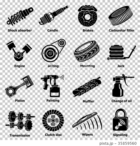 Car repair parts icons set, simple style - Stock Illustration [35859560 ...