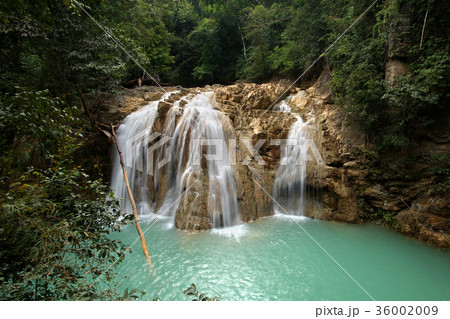 beautiful waterfall with blue waterの写真素材 [36002009] - PIXTA