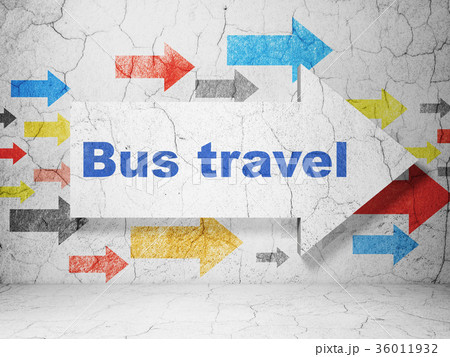 Vacation concept: arrow with Bus Travel on grungeのイラスト素材 [36011932] - PIXTA