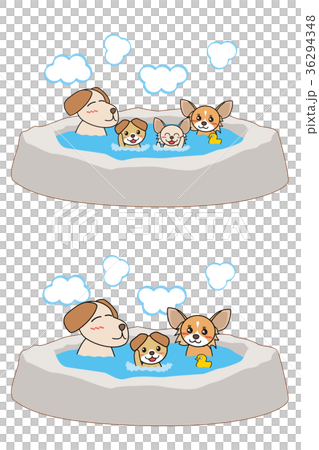 Hot spring a_ rock bath of dog family (no pattern) - Stock Illustration ...