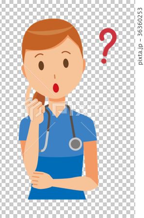 A female nurse in a blue scrub is thinking - Stock Illustration ...