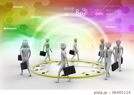 Business man walk around the clockのイラスト素材 [36405114] - PIXTA