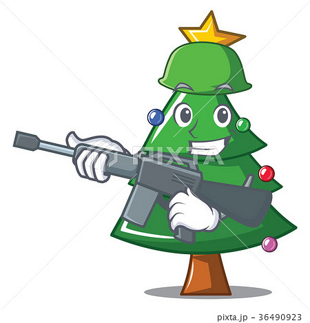 Army Christmas tree character cartoonのイラスト素材 [36490923] - PIXTA