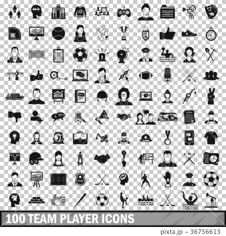 100 team player icons set, simple style - Stock Illustration [36756613 ...